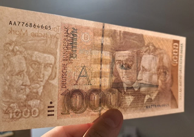 🌟 1000 DM Deutsche Mark Schein Banknote 1991 Serie AA - Sammlerbanknote ...
