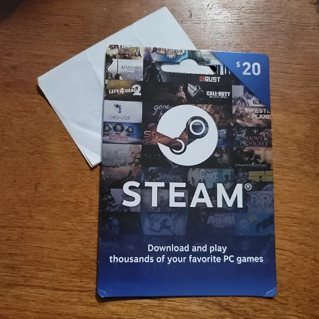 STEAM GIFT CARD w/receipt $20 Steam Wallet Physical Card $29.95 - PicClick