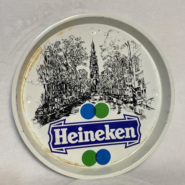 BEER TRAY VINTAGE Heineken Beer Tray Pre Green Serving tray platter 12 ...