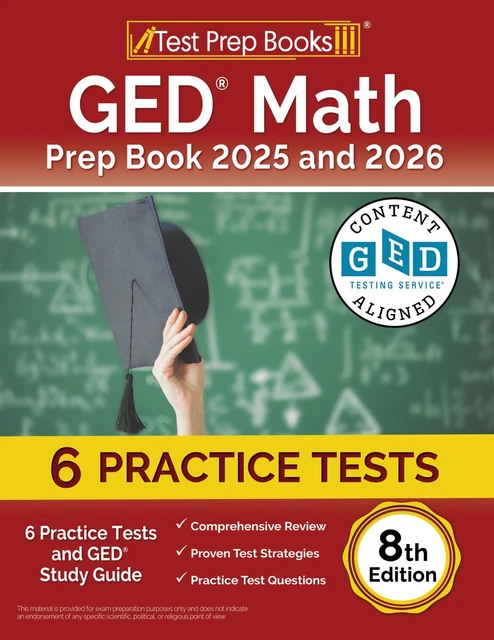 GED MATH PREP Book 2025 and 2026: 6 Practice Tests and GED Study Guide ...
