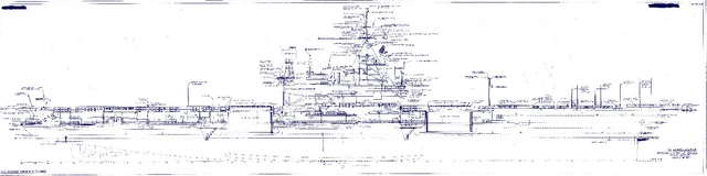 USS MIDWAY BLUEPRINT PLANS aircraft carrier drawings period detail CV ...