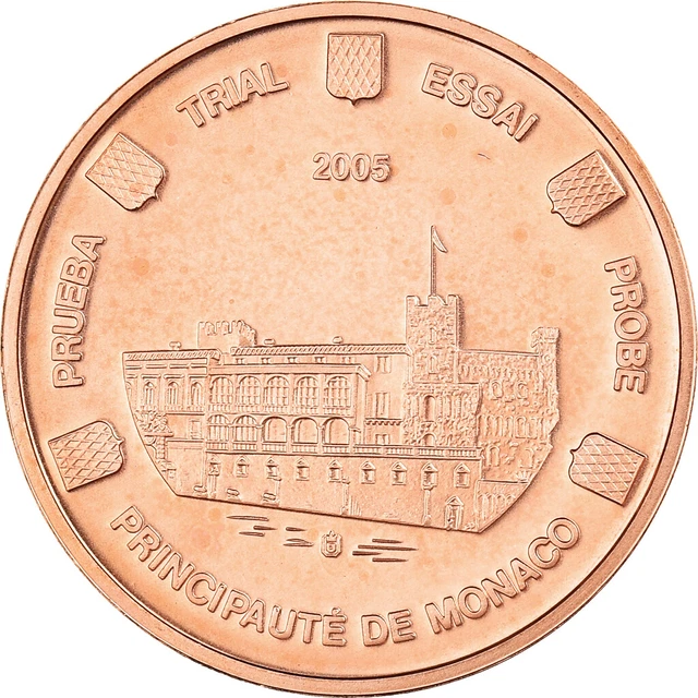 MONACO, 2 EURO Cent, 2005, unofficial private coin, UNZ, Copper Plated ...