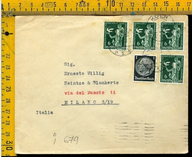 GERMANIA GERMANY COVER envelope Reich to italy Italia I 679 EUR 15,99 ...