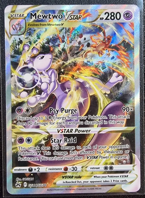 MEWTWO VSTAR - Pokemon Crown Zenith FULL ART Holo Secret Rare #GG44 ...