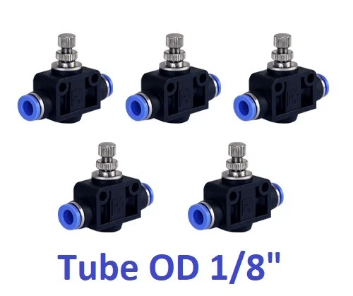 PNEUMATIC INLINE AIR Flow Speed Control Valve Tube OD 1/8" Inch Fitting ...