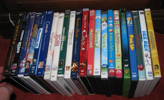 LOTTO DI (22) Bambini DVD (Disney, Scooby-Doo, Rugrats, Shrek, Auto ...