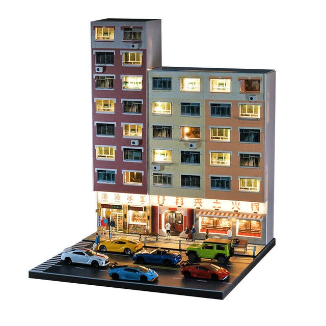 1/64 DIORAMA CAR Garage Model LED Lighting Backdrop Display Scene ...