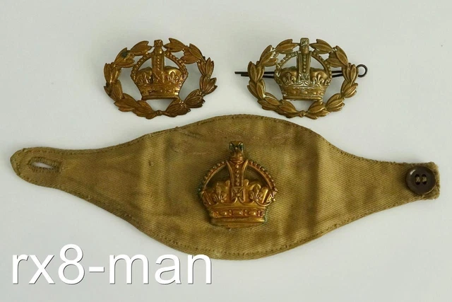 WW2 BRITISH ARMY Sgt Major Cloth Wrist Band + 2 Wo2 Kings Crown Rank ...