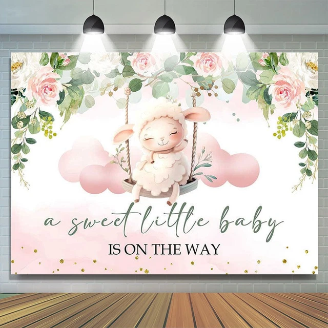 SWEET LITTLE BABY Floral Sheep Baby Shower Backdrop $37.84 - PicClick AU