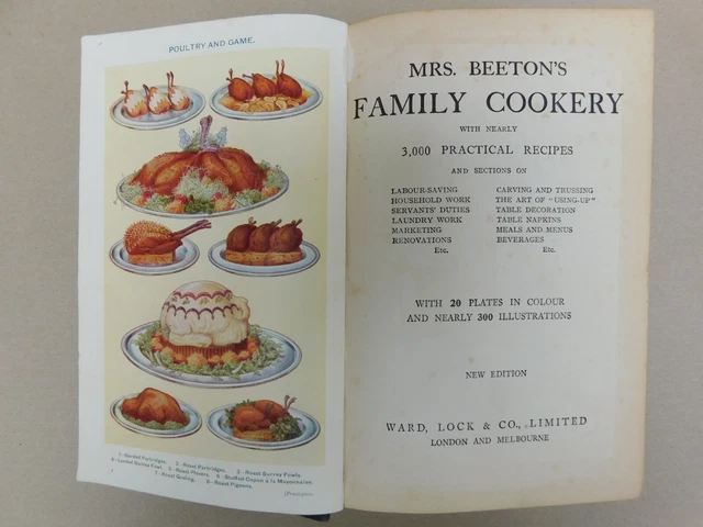 MRS BEETON'S FAMILY COOKERY. WELL ILLUSTRATED, COLOUR PLATES, 1930s NEW ...