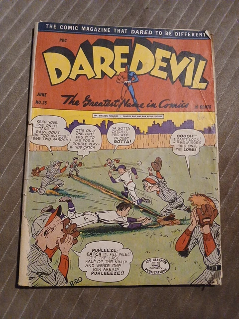 THE DAREDEVIL #25 Ww2 Era Golden Age 1944 BASEBALL COVER! LEV GLEASON ...
