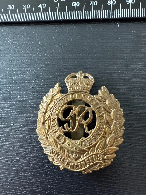 WW1 ROYAL ENGINEERS Regiment Brass Cap Badge World War I British ...