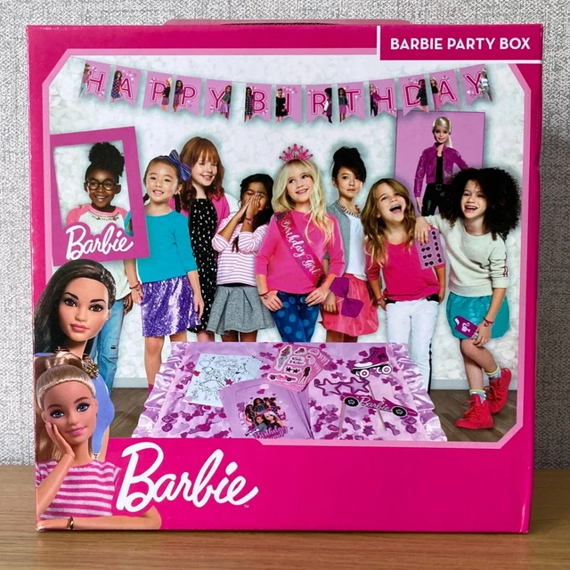 BARBIE PARTY BOX Kit Accessories Birthday Celebration Bunting Stickers ...
