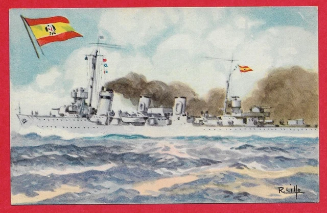 SPAIN POSTCARD MILITARIA War Navy Destroyer “ Ceuta ” Cuban La Estrella ...