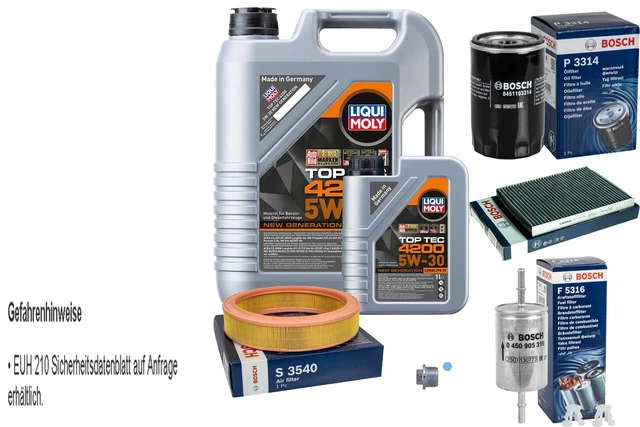 BOSCH INSPECTION SET 6 L Huile Liqui Moly Top Tec 4200 5W-30 pour Seat Ibiza II EUR 153,16 ...