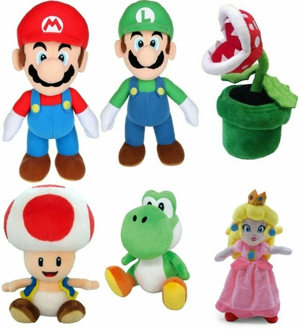 SUPER MARIO FAMILY Plush Doll Mario Luigi Yoshi Peach Piranha Soft ...