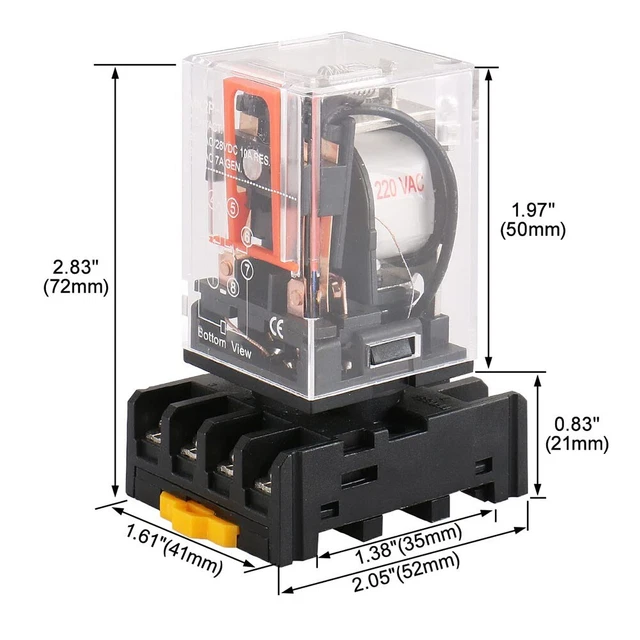 POWER RELAY MK2P-I Universal Relay 10A 250V 8 Pin DPDT With PF083A ...