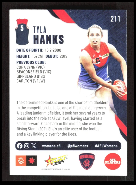 AFL 2024 SELECT Melbourne Tyla Hanks 211 Card CB-1-4-A-23 $2.19 - PicClick AU