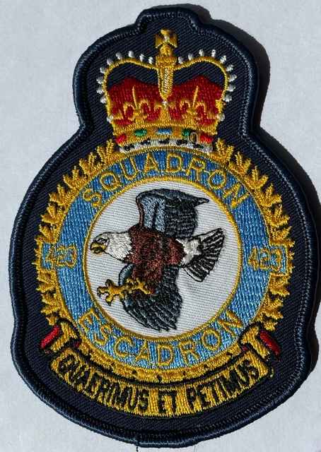 423 SQUADRON RCAF Heraldic Emb Crest. MINT Never Worn 10.5 x 7.5 cm $16 ...