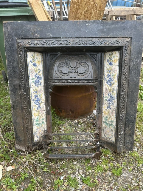 ORIGINAL RESTORED ANTIQUE Cast Iron Victorian Tiled Insert Fireplace (AF241) £200.00 - PicClick UK