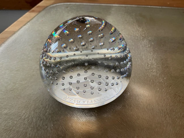 VINTAGE THOMAS WEBB Clear Glass Paperweight With “Mayflower” To Base £8 ...