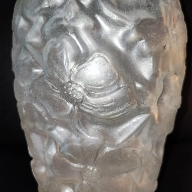 GROSSE GLASVASE SATINIERT BAROLAC Josef Inwald Czech Glass Dogwood w ...