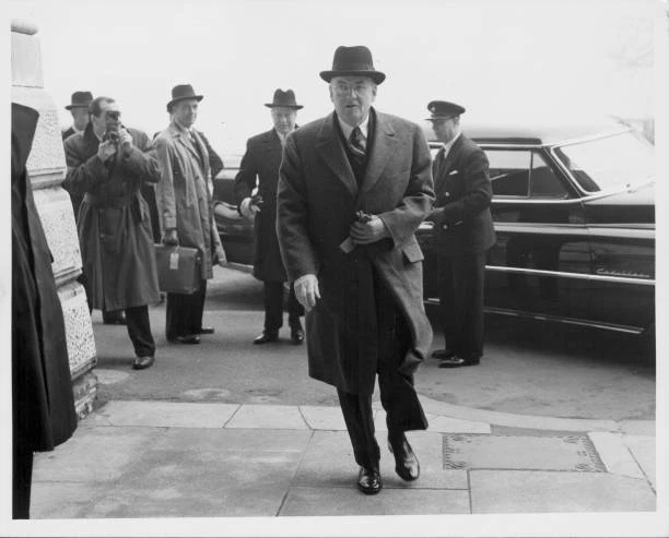 JOHN FOSTER DULLES, US Secretary of State, arriving at the Fore- 1954 ...