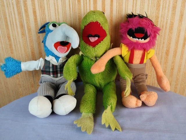 LOT DE 3 peluches Disney Jim Henson Muppets Gonzo Animal Drummer Kermit ...