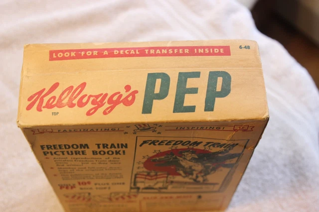 1940S KELLOGGS PEP FULL, unopened cereal box w/Freedom Train on back ...