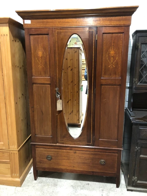 ANTIQUE INLAY DETAIL Wardrobe with Mirror £85.00 - PicClick UK