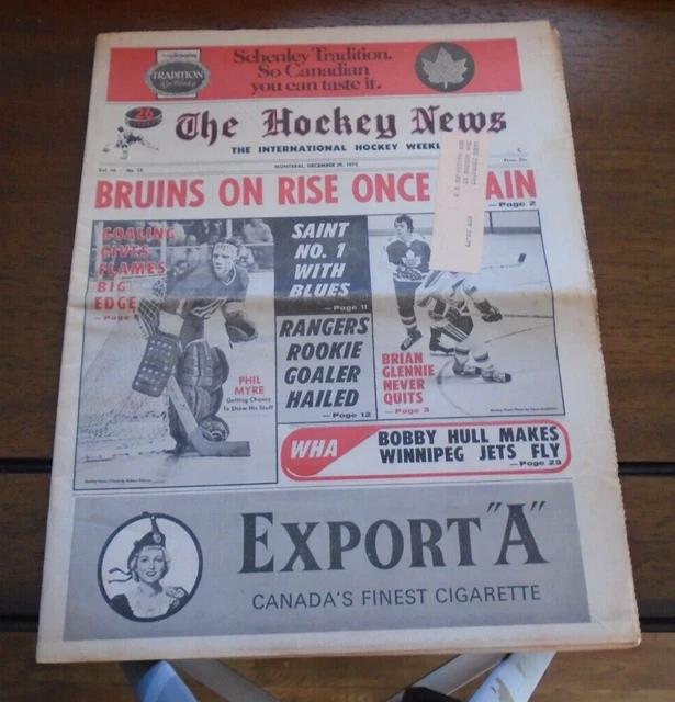 THE HOCKEY NEWS 1972 December 29 Phil Myre / Brian Glennie /Dave Keon ...