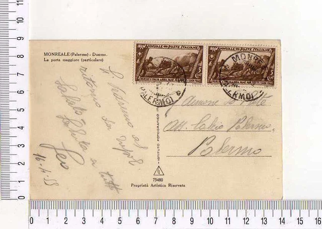 12287) CP D'ORIGINE 1933 " Cathédrale Monreale " pour Palerme Affr. Paire 5c EUR 7,00 - PicClick FR