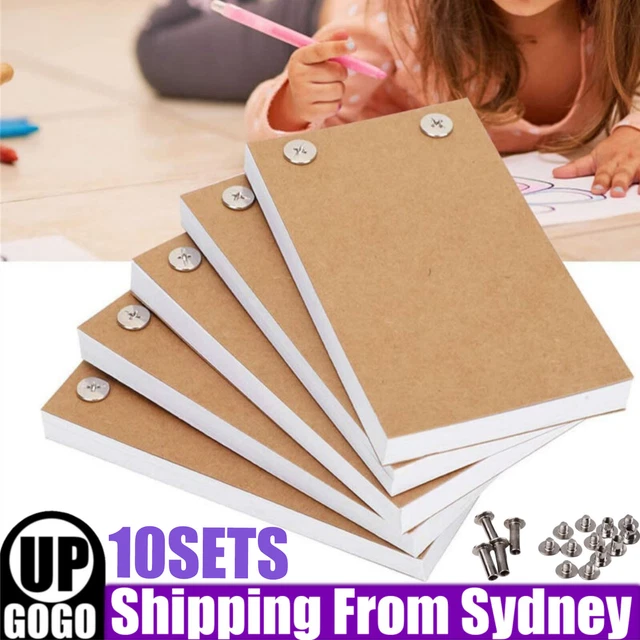 10SETS BLANK FLIP Book Kit Animation Paper Flipbook Binding Screws Book ...