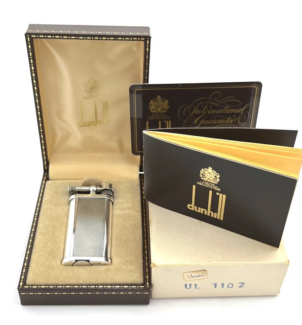 DUNHILL UNIQUE 1970S silver butane lighter NEW old stock in box EUR 395 ...