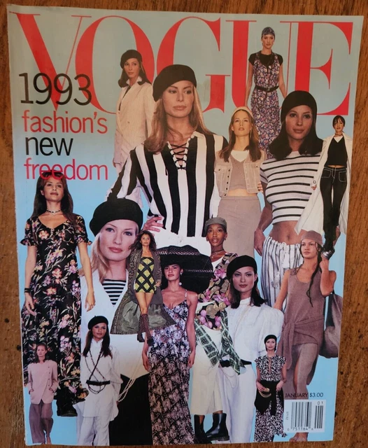 VOGUE MAGAZINE JANUARY 1993 Models Helena Christensen Karen Mulder NEW ...