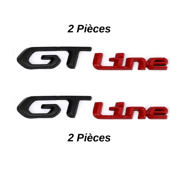 PEUGEOT GT LINE 2 x Emblèmes, Logos, Badges métal Noir et Rouge cotes ...