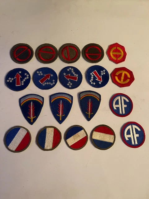 19 WWII WW2 U.S. military insignia patches patch AF arrow stars sword ...