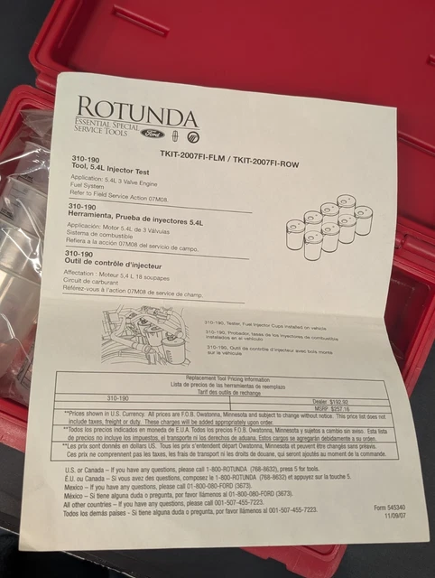 ROTUNDA OTC FORD TKIT-2007FI-FLM 5.4 Injector Test ESST Tool Kit 310 ...