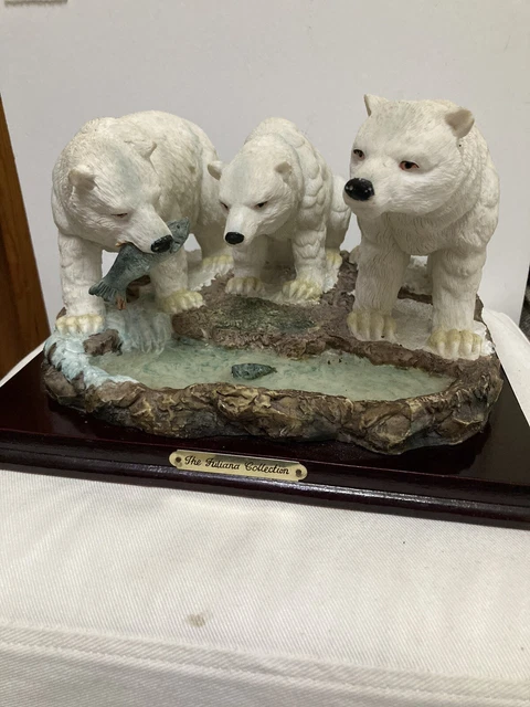 POLAR BEARS FISHING Figure On Plinth, Polar Bear Ornament,Juliana ...