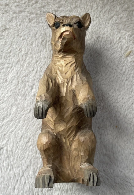 NORBERT SADEI, ITALIAN Artist Woodcarver, 7” Tall Hand Carved Bearq $24 ...