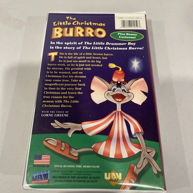 UAV THE LITTLE Christmas Burro clamshell VHS cartoon voice of Lorne ...