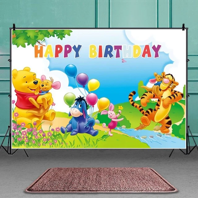 CARTOON WINNIE THE Pooh Backdrops Happy Birthday Party Background ...