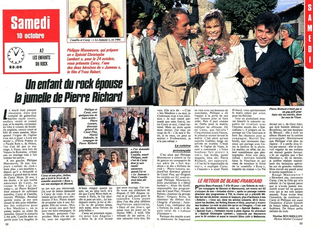 COUPURE DE PRESSE Clipping 1987 Pierre Richard Philippe Manoeuvre (2 ...