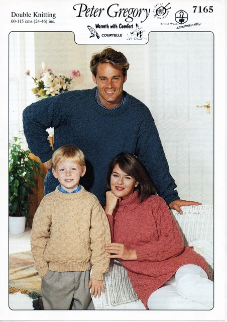 ~ PETER GREGORY Knitting Pattern For Family Sizes Textured Pattern Sweaters ~ £1.95 - PicClick UK