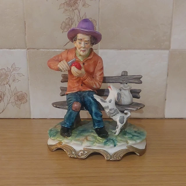 CAPODIMONTE TRAMP HOBO Man and His Dog On Park Bench £38.50 - PicClick UK