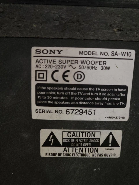 SONY ACTIVE SUPER Woofer SA-W10 £52.72 - PicClick UK