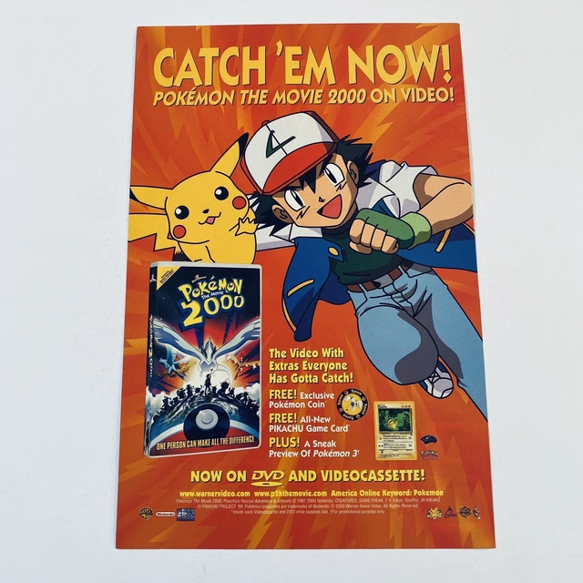 POKÉMON THE MOVIE 2000 Rare Promo Poster Original Warner Bros DVD VHS ...