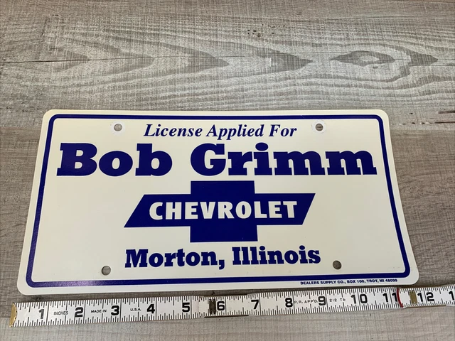 BOOSTER LICENSE PLATE Insert Bob Grimm CHEVROLET Morton Illinois ...