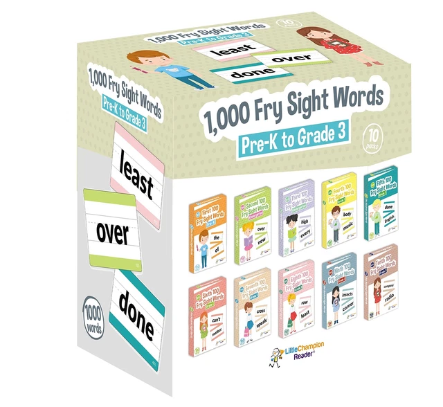 1,000 SIGHT FRY Dolch Word-List Flashcards in 10-Pack Bundle Set, Pre-K ...
