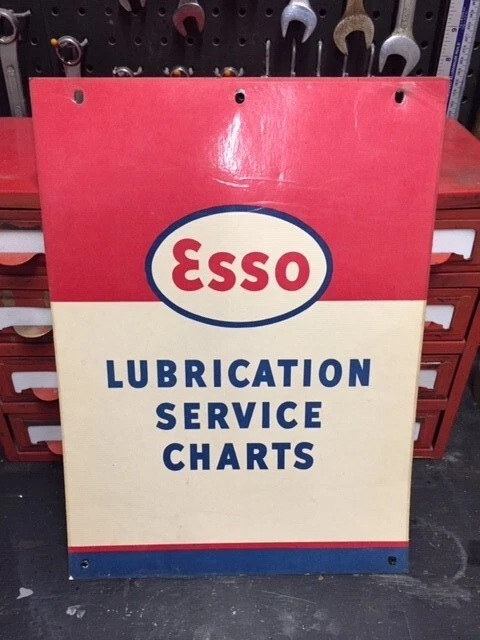 GENUINE VINTAGE ESSO Lubrication Service Chart Laminated-card, amazing ...